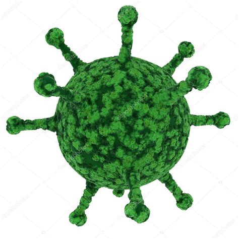 Green Virus Spore Isolated On Black Background 3d Illustration