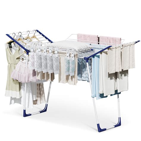 Novond Metal Clothes Drying Rack Foldable Laundry Rack With Sock Clips