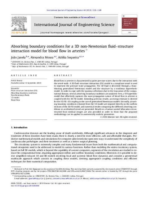Pdf Absorbing Boundary Conditions For A 3d Non Newtonian Fluidstructure Interaction Model For