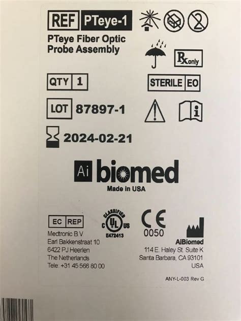 New Biomed Pteye 1 Pteye Fiber Optic Probe Assembly X Disposables General For Sale Dotmed