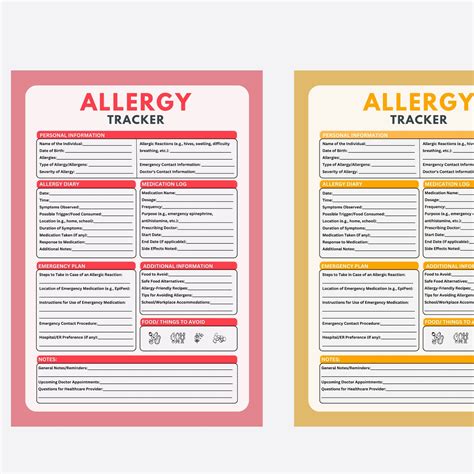 Printable Food Allergy Card Template Creative Printable