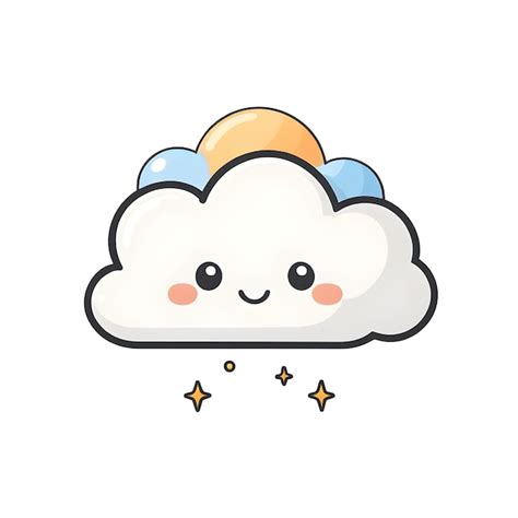 Premium Photo Cute Kawaii Cloud With Sun And Stars Vector Illustration