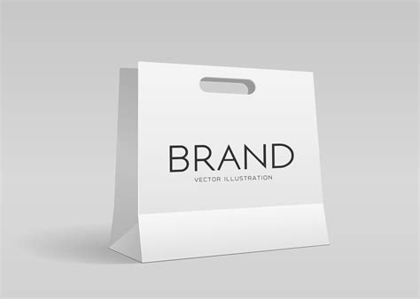 White Bag Paper Bag Mock Up Design Template On Gray Background Eps 10