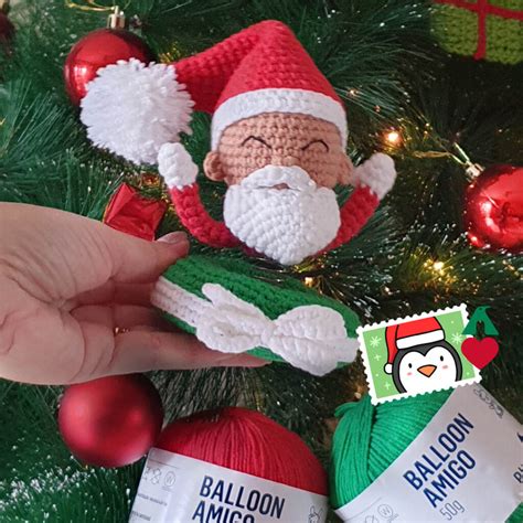 Papai Noel Com Mola Em Crochê Com Fio Balloon Amigo