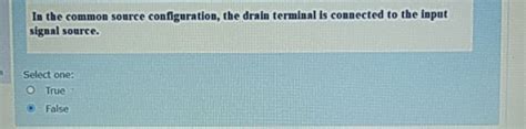 Solved In The Common Source Configuration The Drain