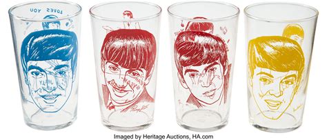 The Beatles Set Of Four Drinking Glasses Rare 1964 Total 0