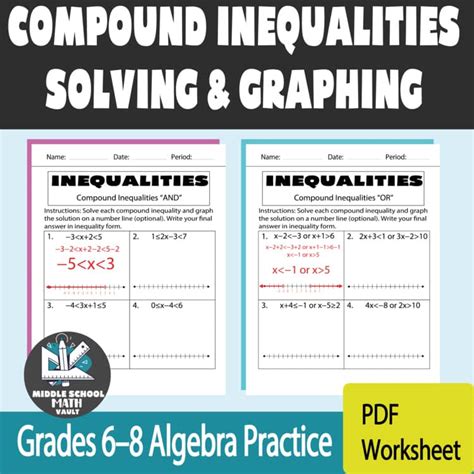 Compound Inequalities Worksheet Solving And Graphing Algebra 1 Practice