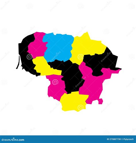 Lithuania Political Map Of Administrative Divisions Stock Illustration