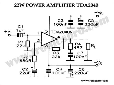 25w Power Amplifier Tda2040 Circuit Diagram Tronicspro