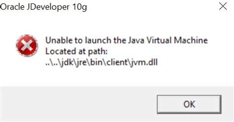 Oracle Application Framework Unable To Open JDeveloper Jvm Dll Missing