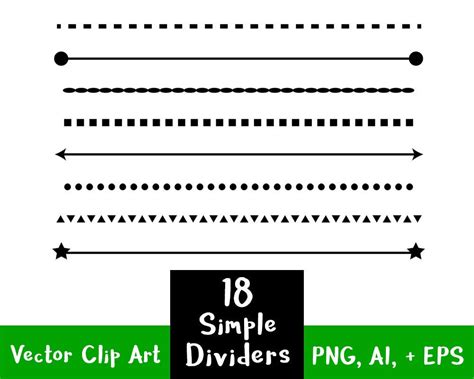 18 Simple Shape Line Dividers Clip Art Dividers Text Divider Clipart