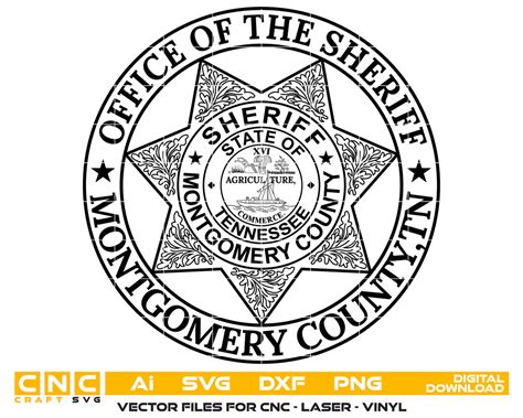 Tennessee Montgomery County Sheriff Badge Vector Art
