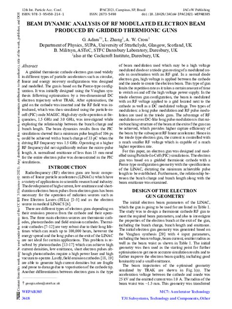 Pdf Beam Dynamic Analysis Of Rf Modulated Electron Beam Produced By Gridded Thermionic Guns