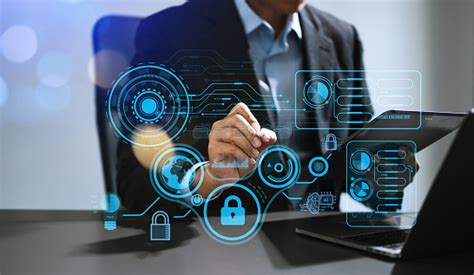 Cyber Security Data Protection Business Working On Compute Intelligenc Digital Tablet Global