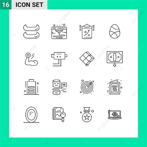 Set Of 16 Vector Outlines On Grid For Growth For Workout Security Png And Vector With