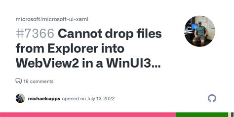 cannot drop files from explorer into webview2 in a winui3 app · issue