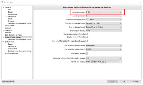 如何在 Fusion 的设计空间中修改小数点精度