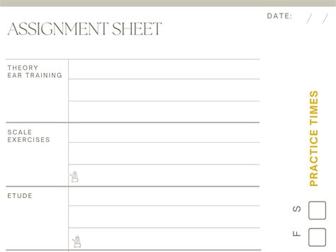 Music Assignment Sheet Practice Tracker Music Teacher Planner Weekly Checklist Instant