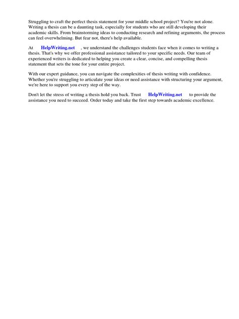 Example Thesis Statement Middle School Pdf