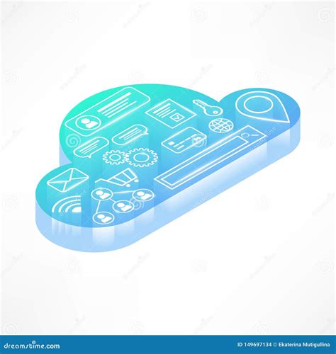 Isometric Cloud Technology Concept Isolated Stock Vector Illustration