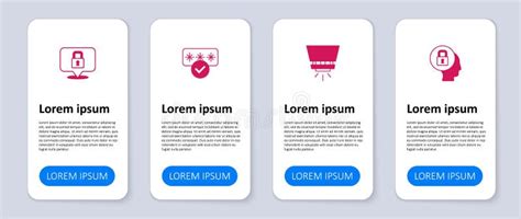 Set Lock Fire Sprinkler System Password Protection And Business Infographic Template Vector