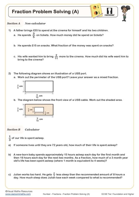 Fraction Problem Solving A Worksheet Cazoom Maths Worksheets