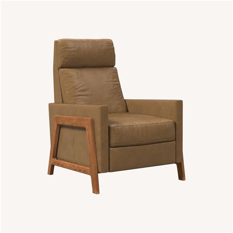 West Elm Spencer Wood Framed Leather Recliner Aptdeco