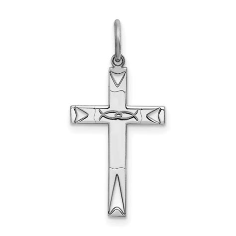 Latin Cross Pendant With Intersecting Ichthys In 925 Sterling Silver 20