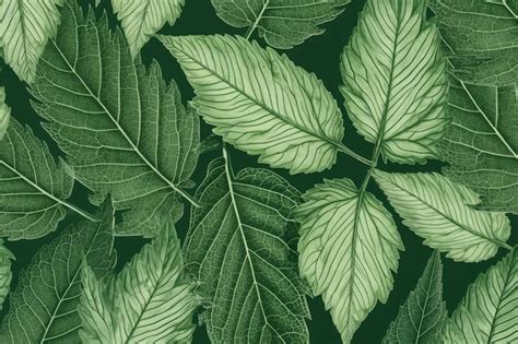 Premium Ai Image Textile Repeat Pattern Of Green Leaf