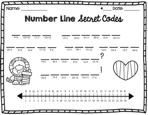 Valentines Day Number Line Math Secret Code Jokes For Addition
