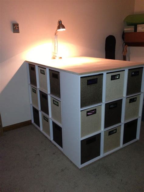 Craft Storage Table With 9 Cube Cubbies