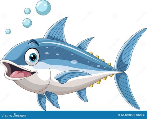 Illustration Of Cartoon Tuna Swimming In The Ocean Stock Illustration