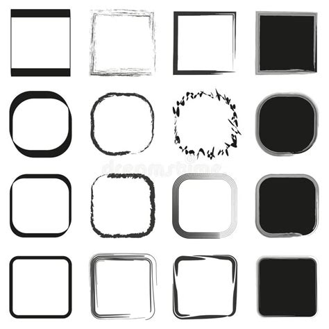 Abstract Square Frames Diverse Black Outlines Rounded And Rough Edges Vector Design Elements