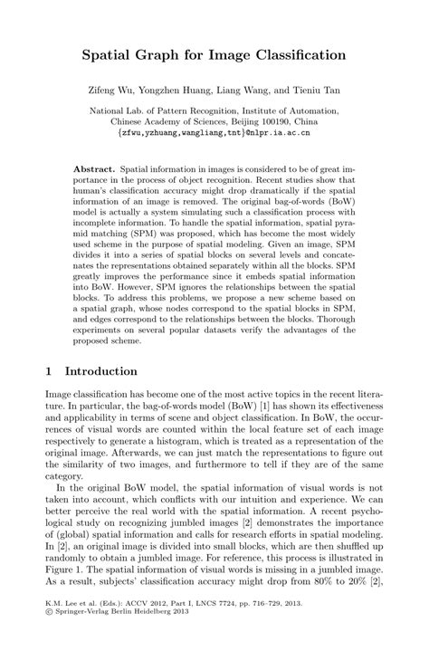 Pdf Spatial Graph For Image Classification
