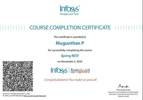 Mugunthan P On Linkedin Springrest Certification Springframework