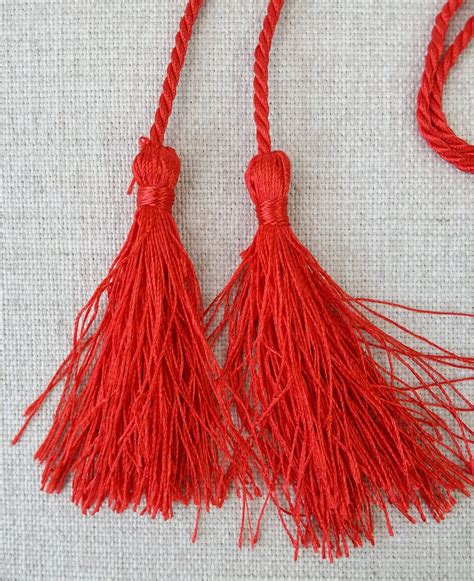 Thin Bright Red Three Strands Cords With Tassels P Grandado