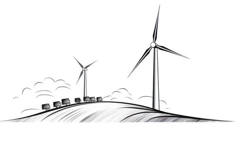 Wind Turbine Sketch Machine Drawing Premium Ai Generated Image