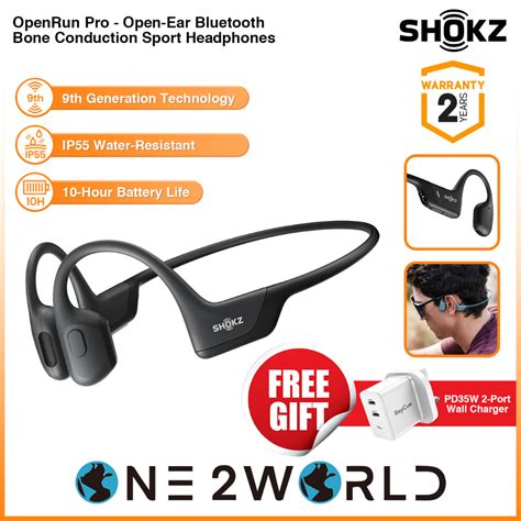 Shokz Openrun Pro Open Ear Bluetooth Bone Conduction Sport Headphones
