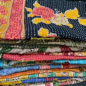 Unique Scarf Vintage Indian Cotton Kantha Work Handmade Kantha Scarf