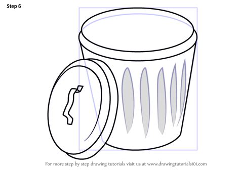 How To Draw Garbage Bin Everyday Objects Step By Step