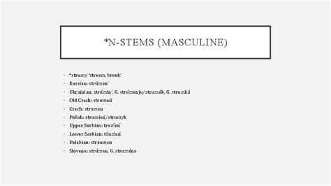 Consonantstem Nominal Case Morphology In The Slavic Languages