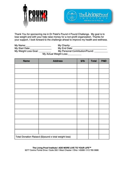 Donation Sheet Printable Pdf Download