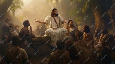 Premium Ai Image Illustration Of A Melanated Jesus Teaching The