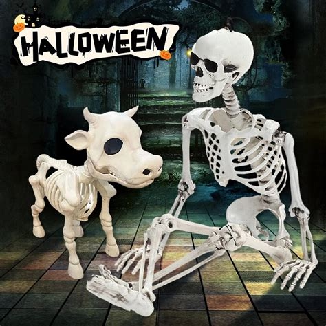 90cm Full Life Size Skeleton Fake Human Skull Bones Halloween
