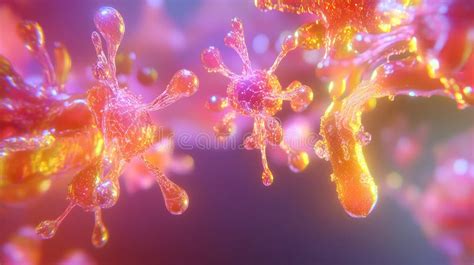Colorful 3d Render Of Molecular Structures With Glowing Effects Stock Illustration
