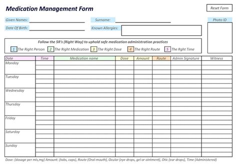 Medication Management Form Template Etsy