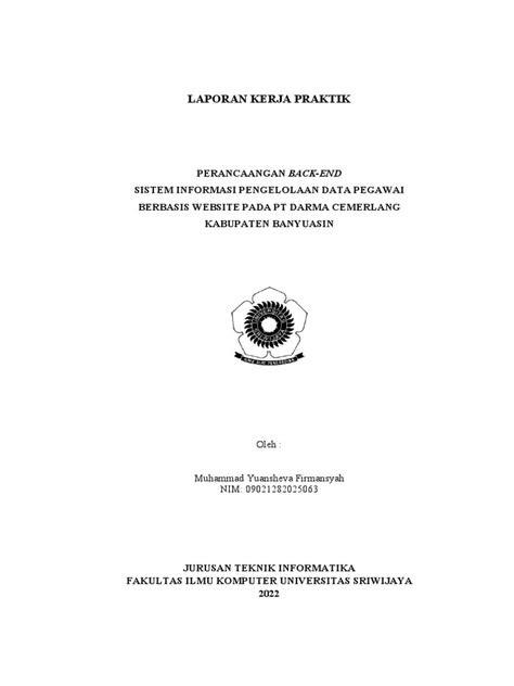 Perancangan Back End Sistem Informasi Pengelolaan Data Pegawai Berbasis