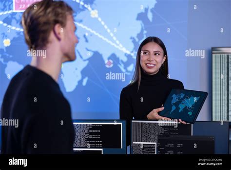 Smiling Cyber Security Team Working In A Cyber Security Operations Center Soc To Protect Systems
