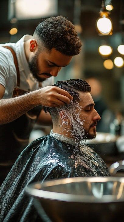 Free Barber Washing Hair Image Barber Shampooing Barbershop