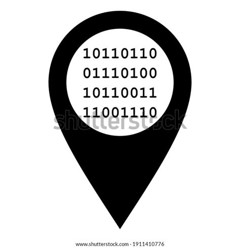 Binary Code Location Pin On White Vetor Stock Livre De Direitos